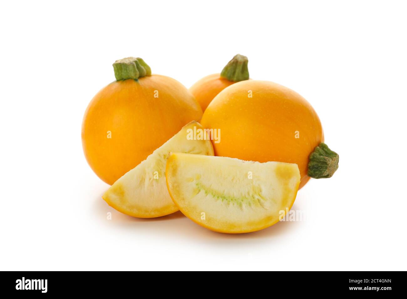 Fresh round zucchini isolated on white background Stock Photo - Alamy