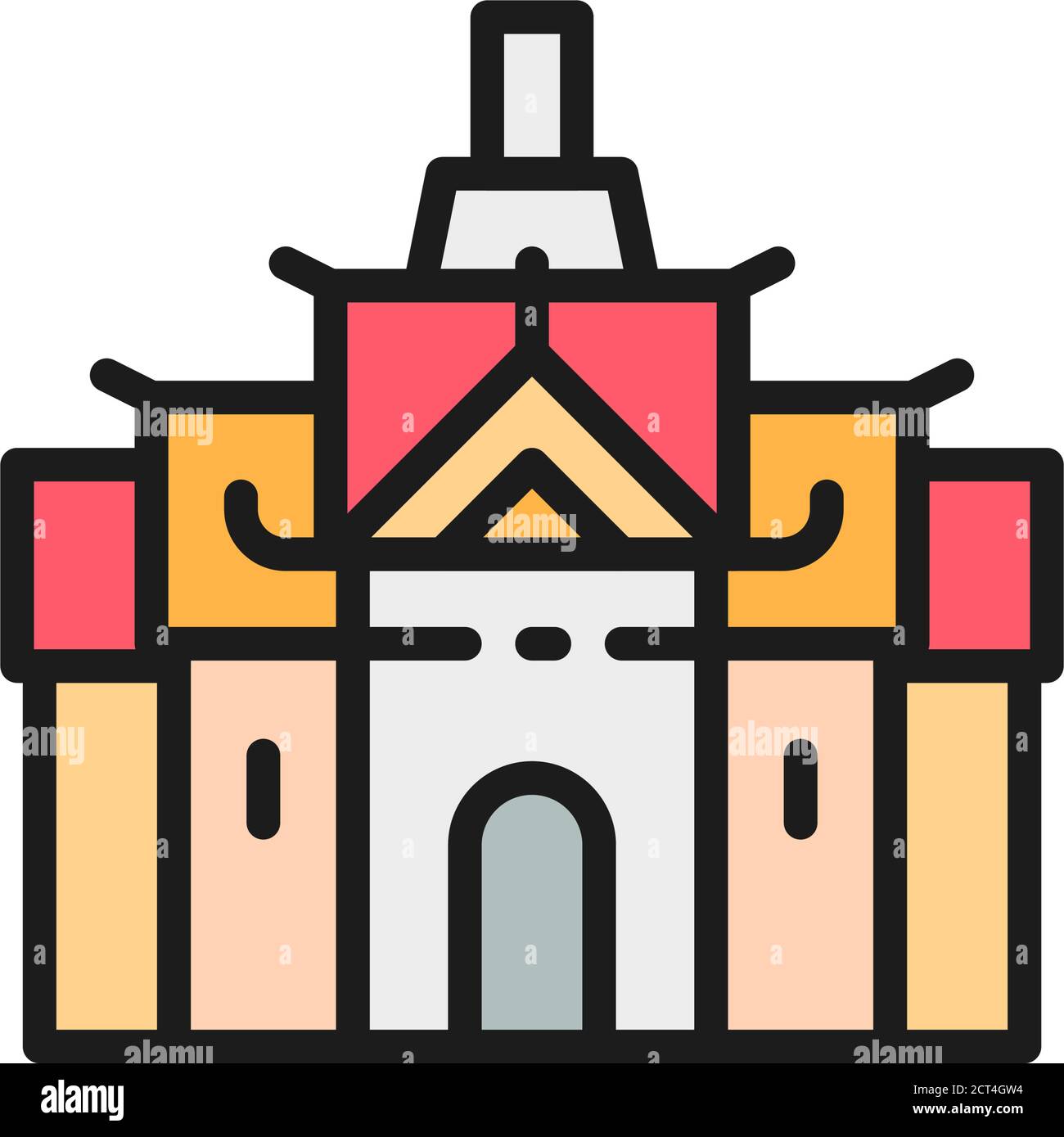 Royal palace in Thailand, Bangkok flat color line icon Stock Vector ...