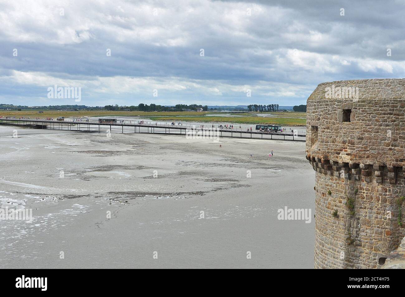 Pont Passerelle and Tour de la Liberté as seen from Mont-Saint-Michel ...