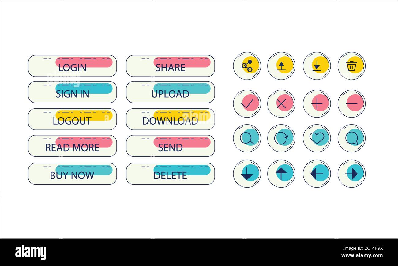 Set of button with icon for website and applications. Vector trendy ...