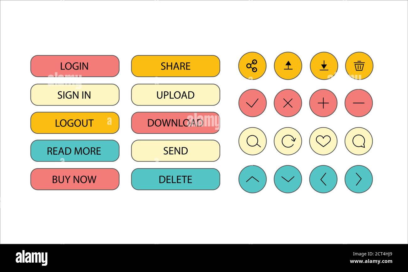 Set of button with icon for website and applications. Vector trendy ...