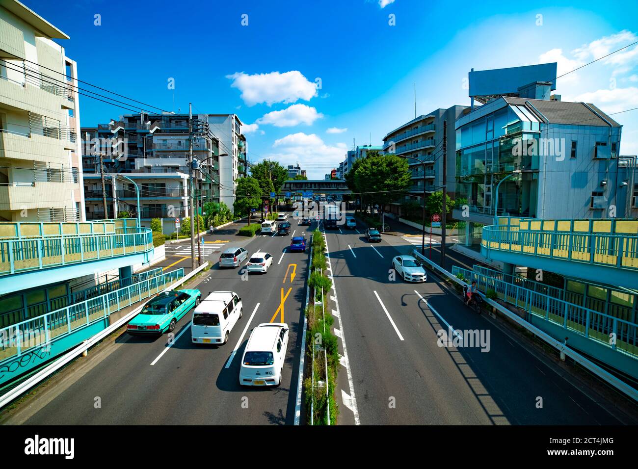 A downtown street at Kanpachi avenue in Tokyo daytime wide shot Stock ...