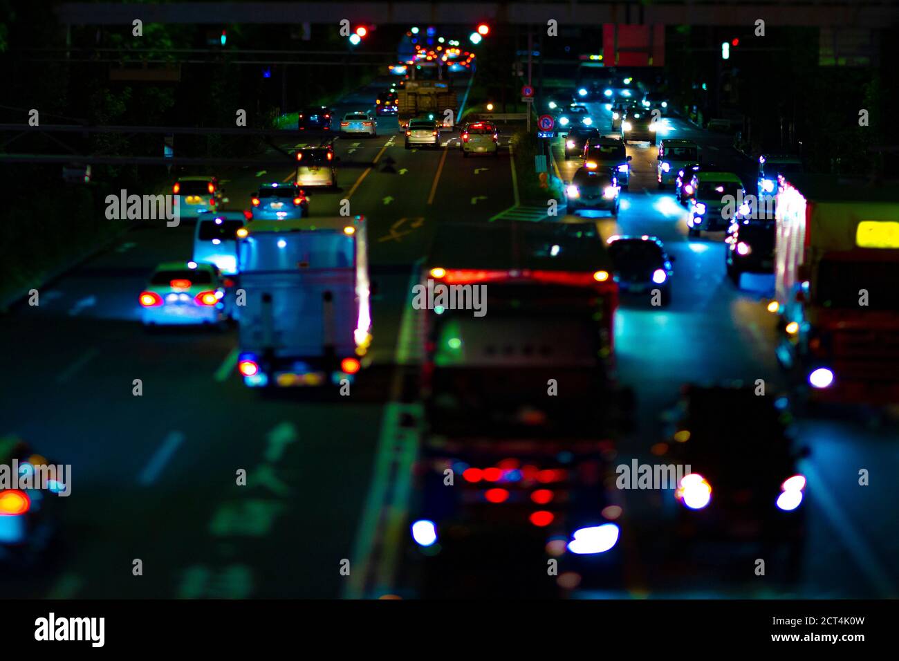 A night city street at the downtown in Setagaya Tokyo tilt shift Stock ...