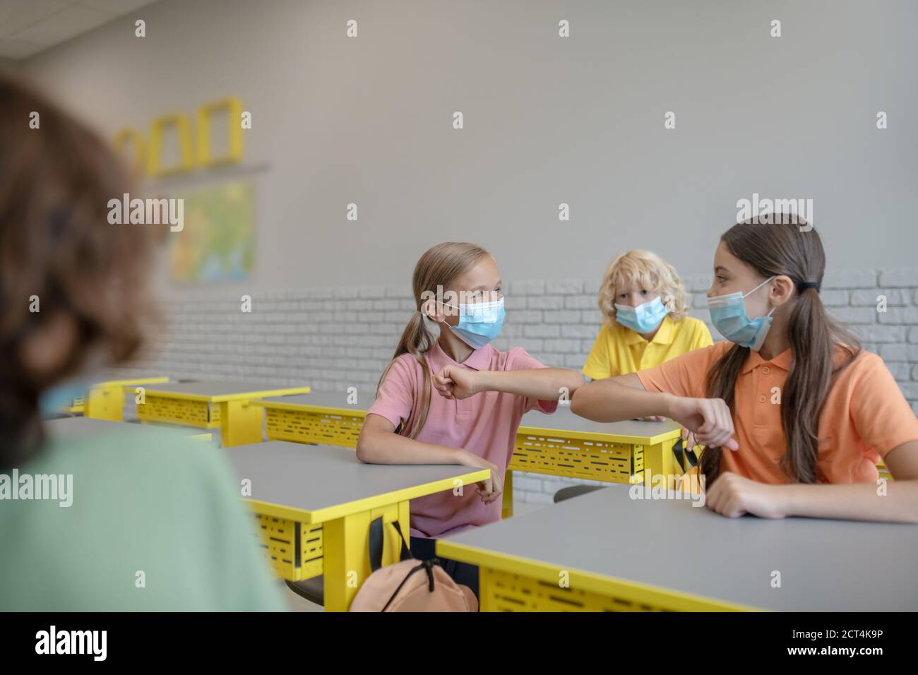 Children greeting each other hi-res stock photography and images - Alamy