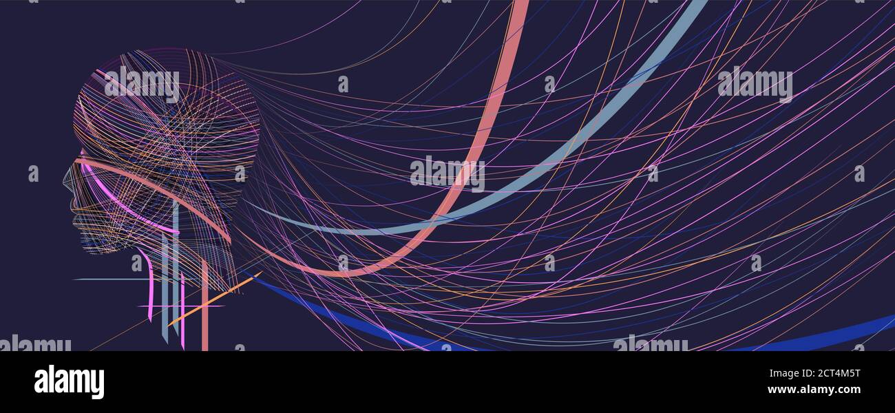 Abstract Artificial intelligence. Technology web background. Virtual ...
