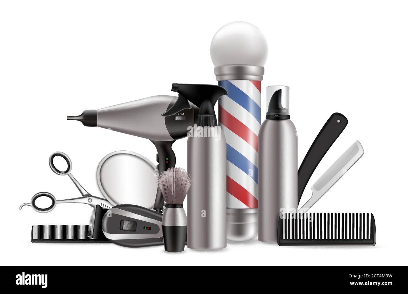 Barbers tools and equipment composition, vector illustration Stock ...