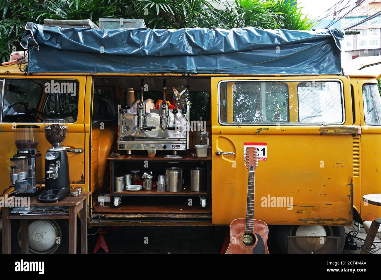 Exterior design and decoration of local coffee cafe decorated with ...