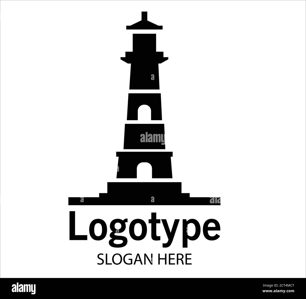 Lighthouse in logo style vector. Sea lighthouse. Lighthouse building logo design vector template ...