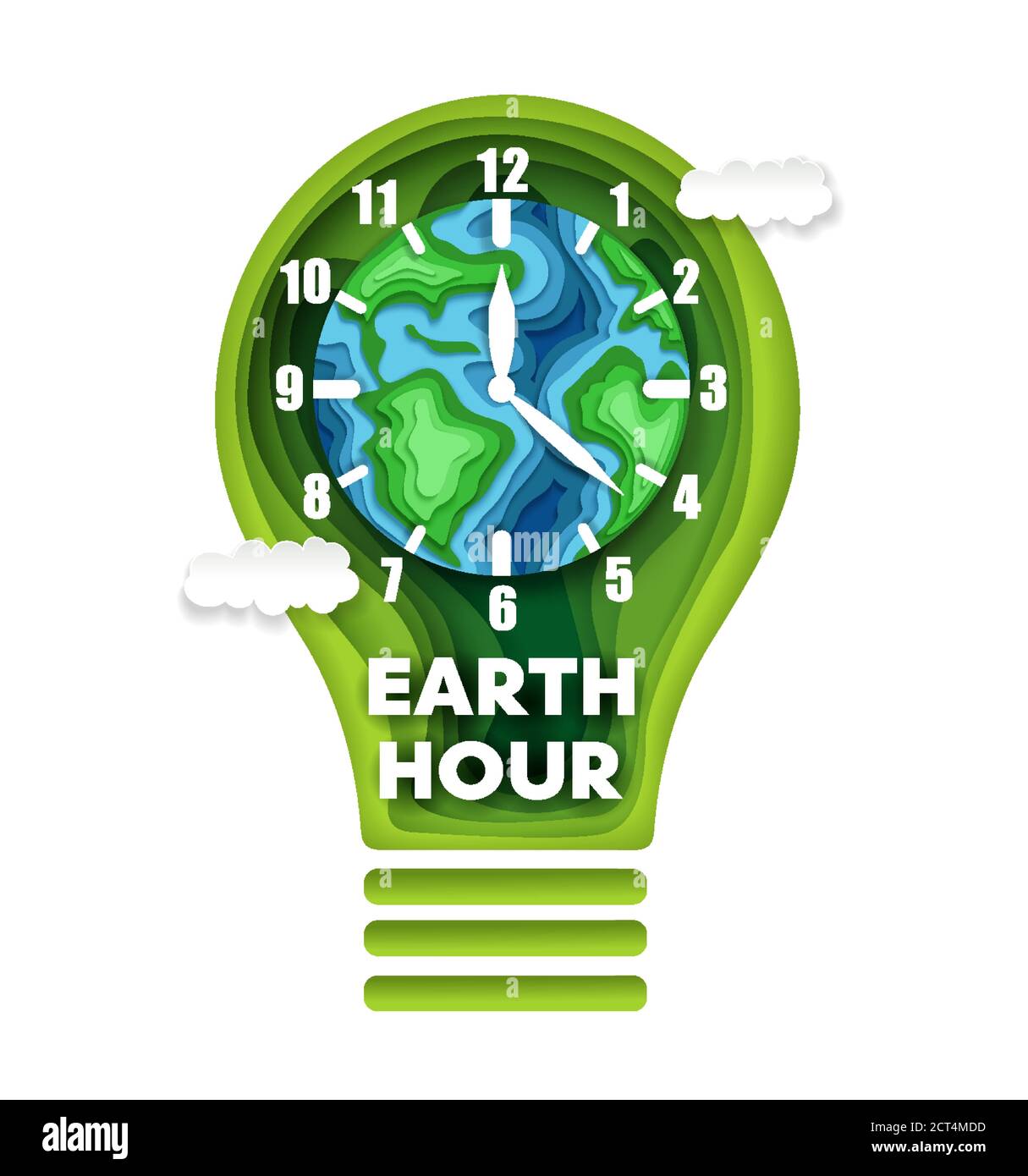 Earth hour vector concept illustration in paper art style Stock Vector ...