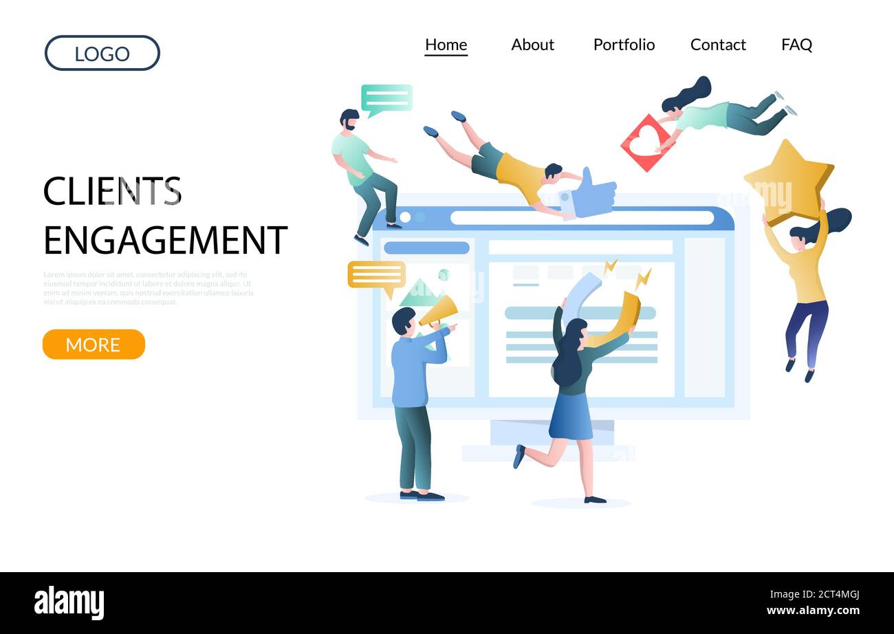 Clients engagement vector website landing page design template Stock ...