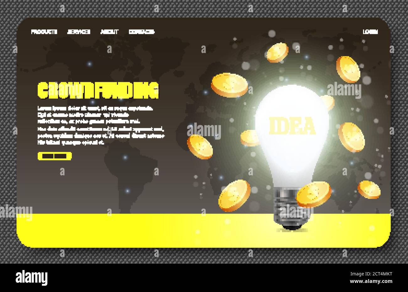 Crowdfunding vector website landing page design template Stock Vector ...