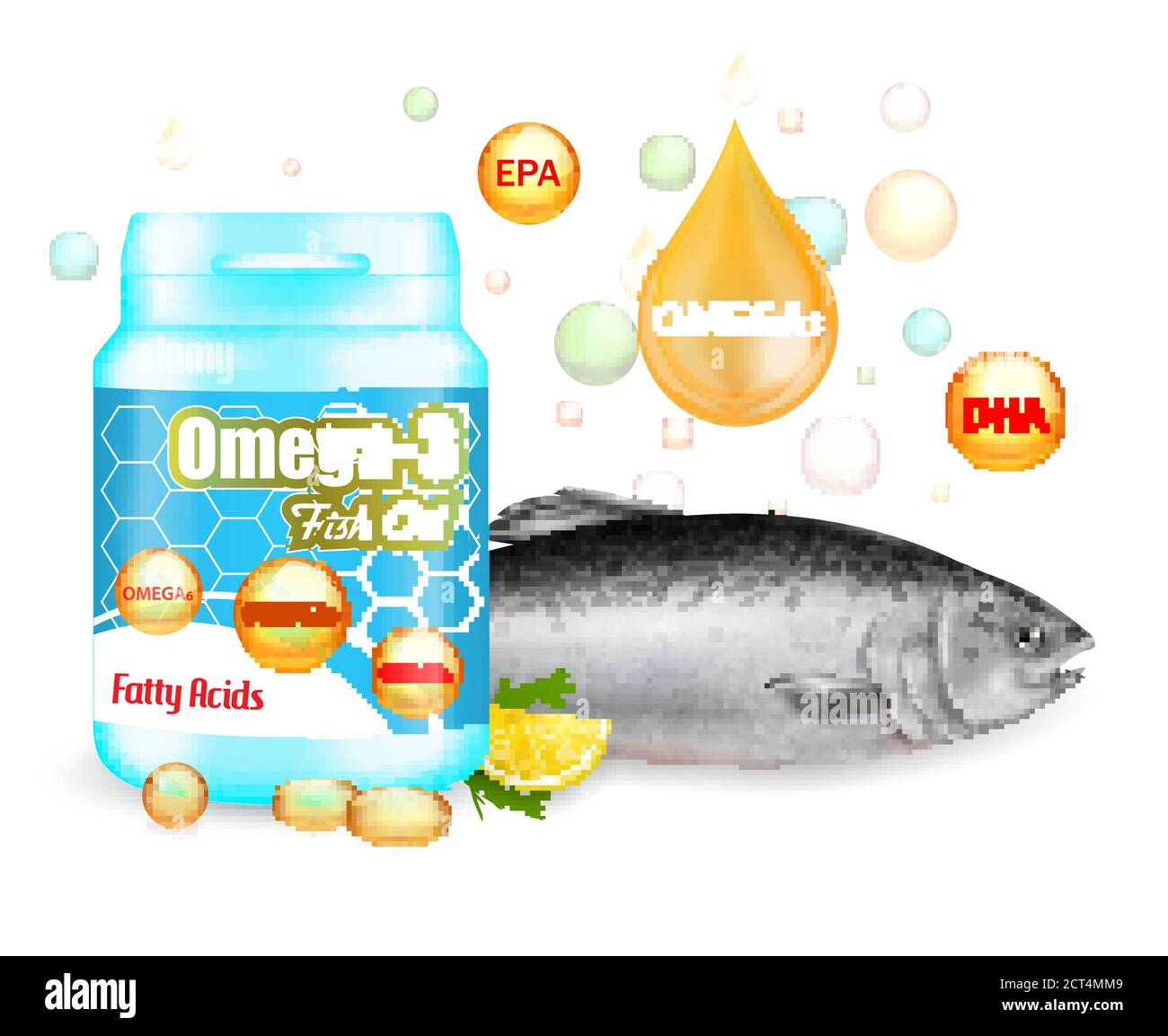 Omega 3 fish oil supplement advertising vector poster template Stock ...