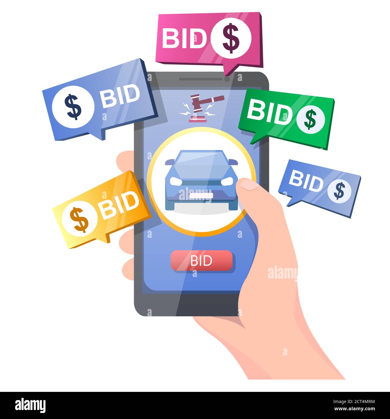Car auction online vector concept for web banner, website page Stock ...