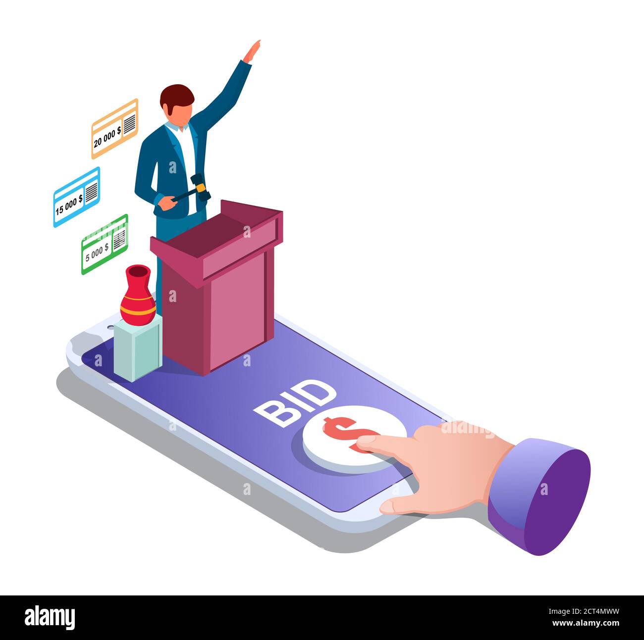 Auction online vector concept for web banner, website page Stock Vector ...