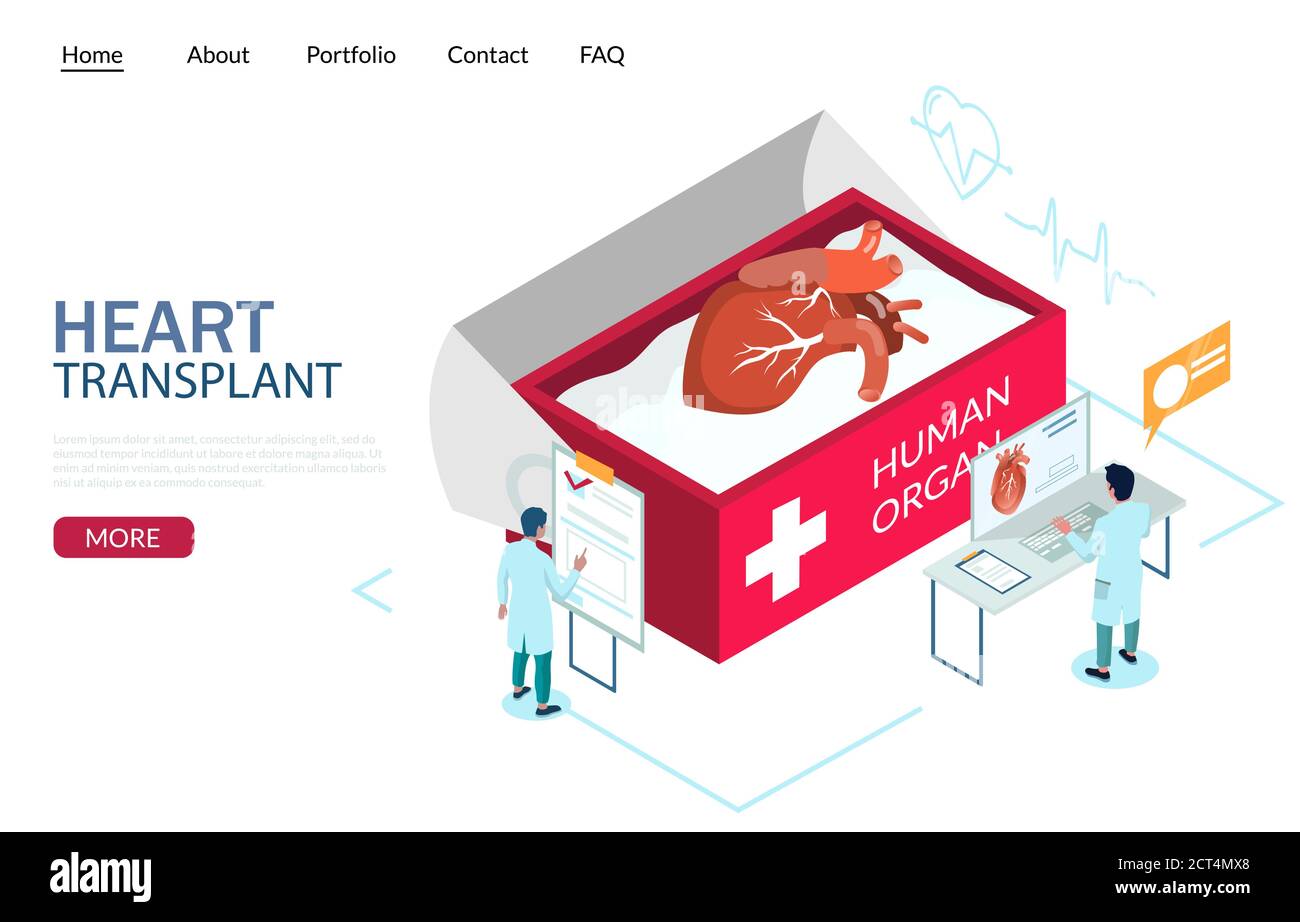 Heart transplant vector website landing page design template Stock ...