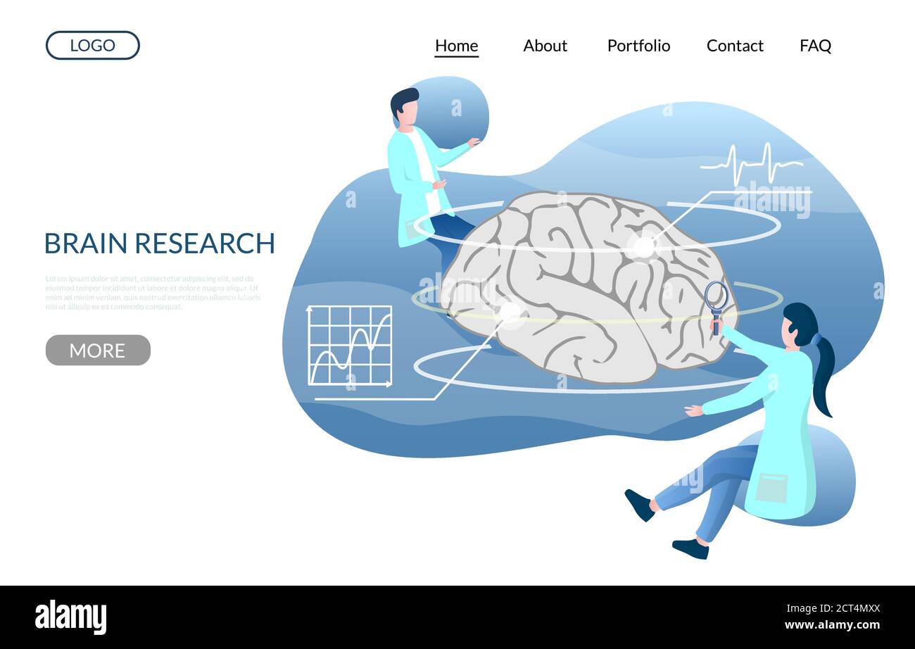 Brain research vector website landing page design template Stock Vector Image & Art - Alamy
