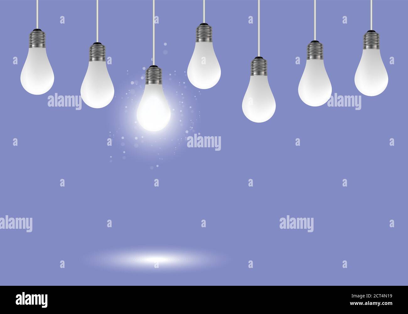 Realistic hanging light bulbs, creative concept vector illustration ...