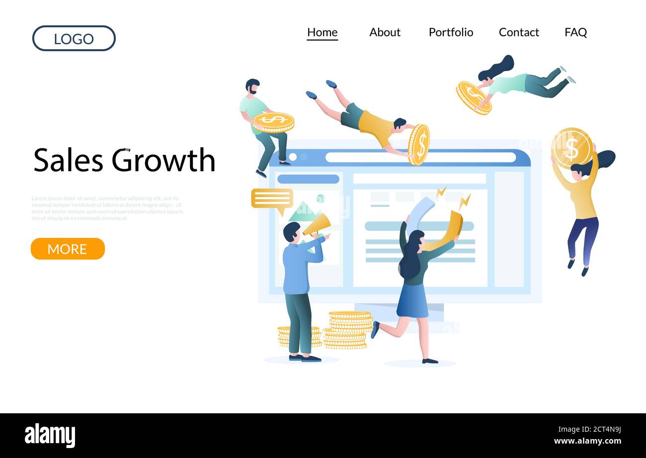 Sales growth vector website landing page design template Stock Vector ...