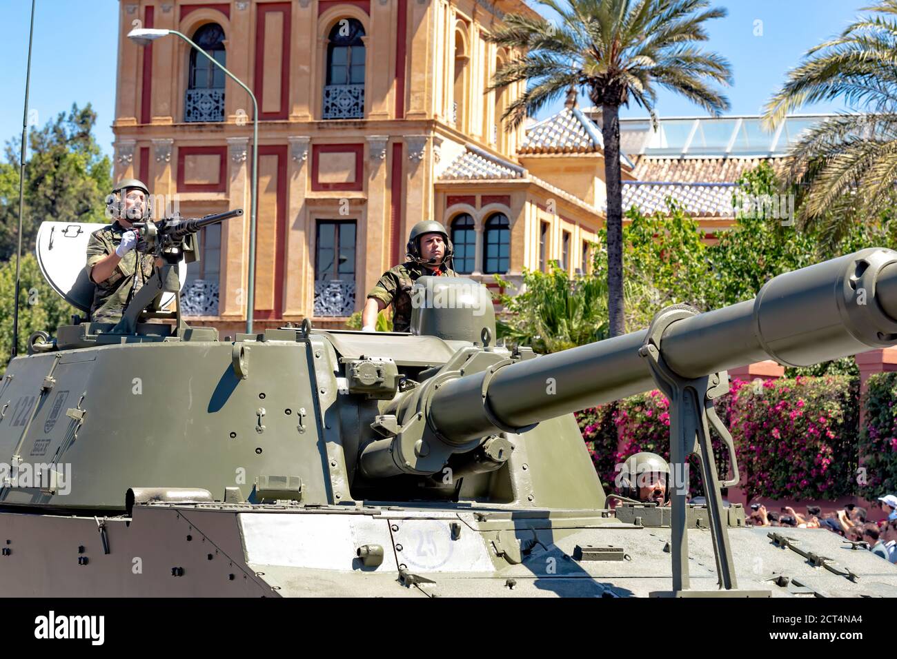 Seville, Spain - June 01, 2019: Campaign Artillery Group. Land army ...