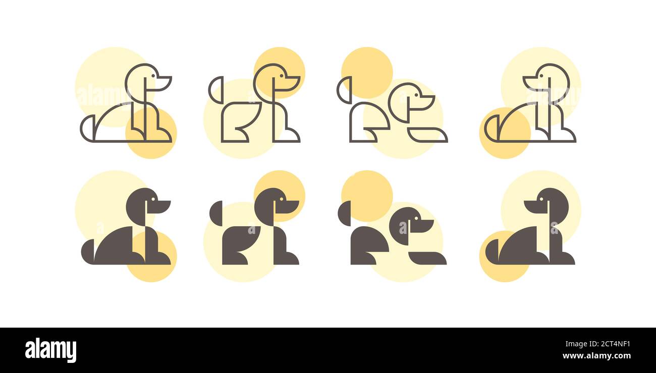 dog vector illustration in four pose and two style Stock Photo - Alamy
