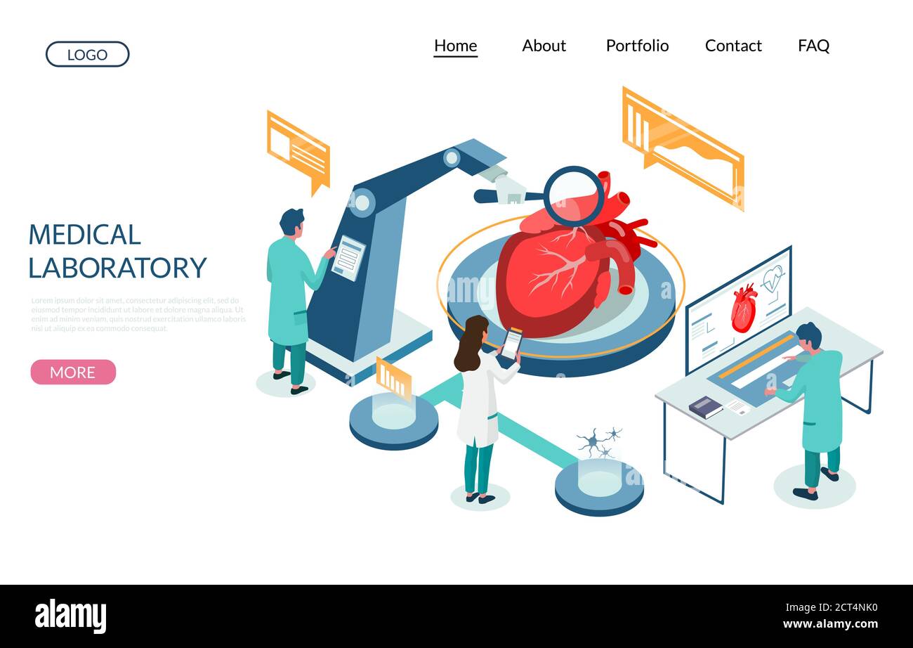 Medical laboratory vector website landing page design template Stock ...