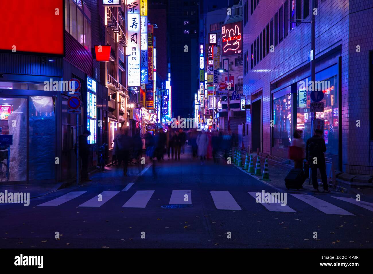 A night neon street at the downtown in Shinjuku Tokyo Stock Photo - Alamy