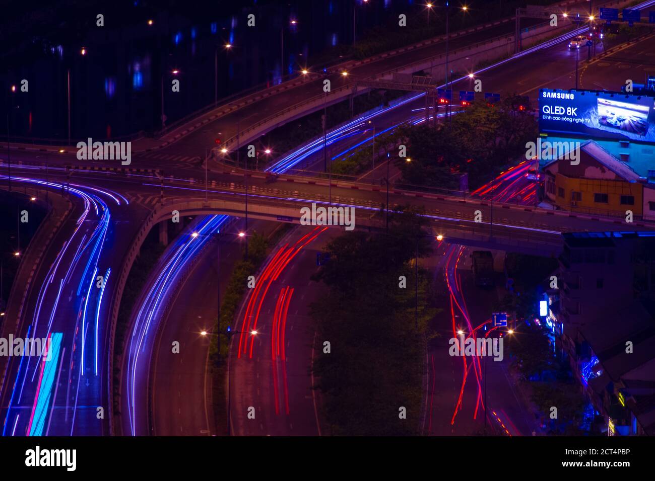 A night traffic jam in Ho Chi Minh Vietnam high angle long shot Stock ...