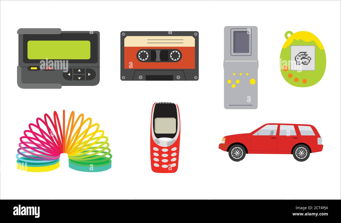 Retro elements collection 90s. Items from 90s. USSR. Vector ...