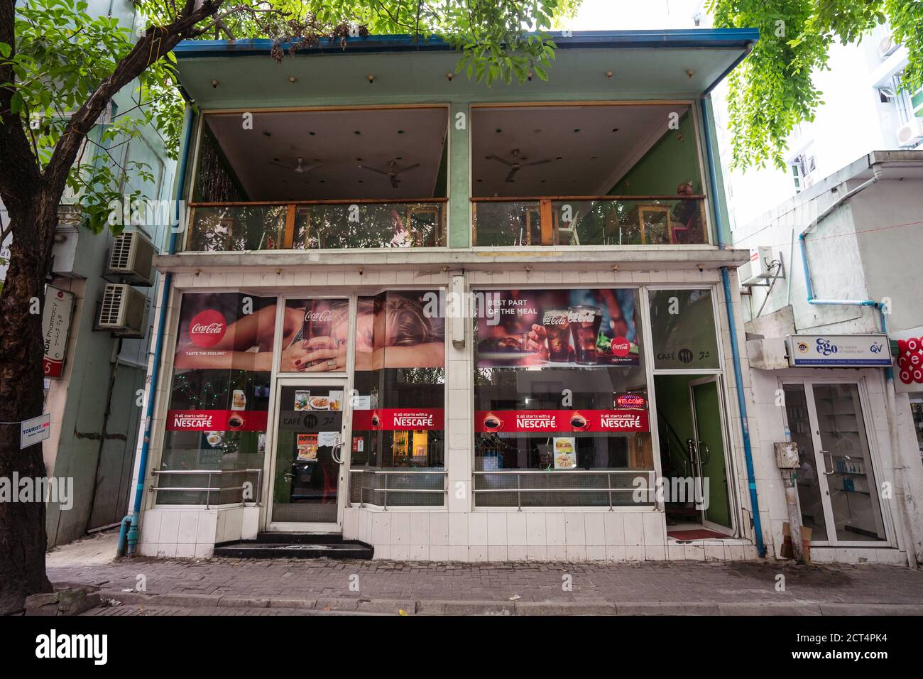 Male / Maldives - August 10, 2019: two-story restaurant seen from the ...
