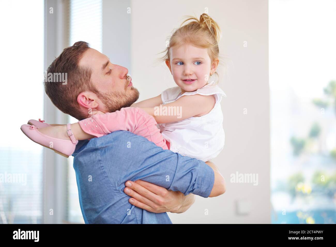 Family with single father and daughter at home Stock Photo - Alamy