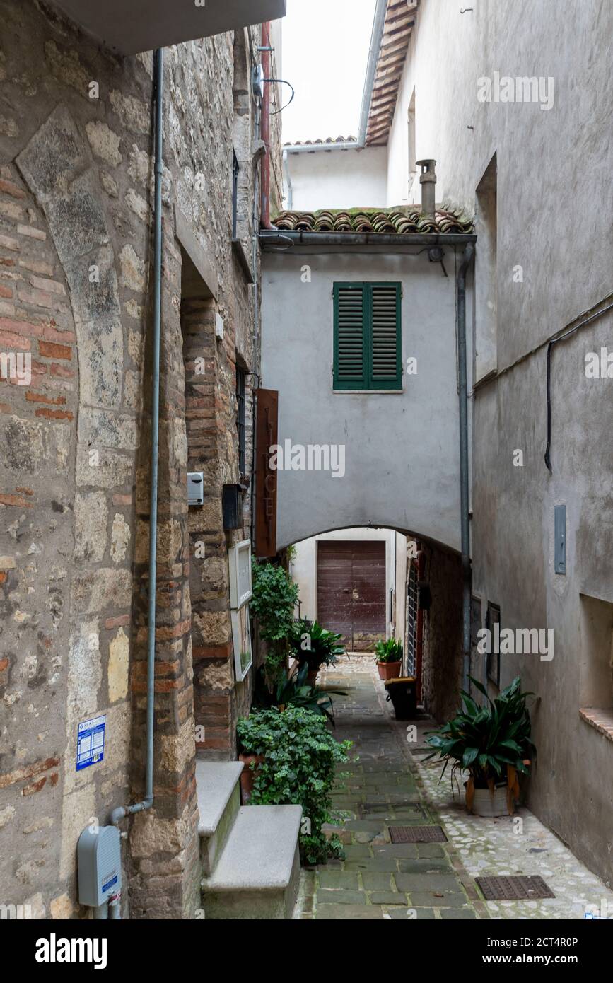 acquasparta,italy september 21 2020:architecture of alleys and ...