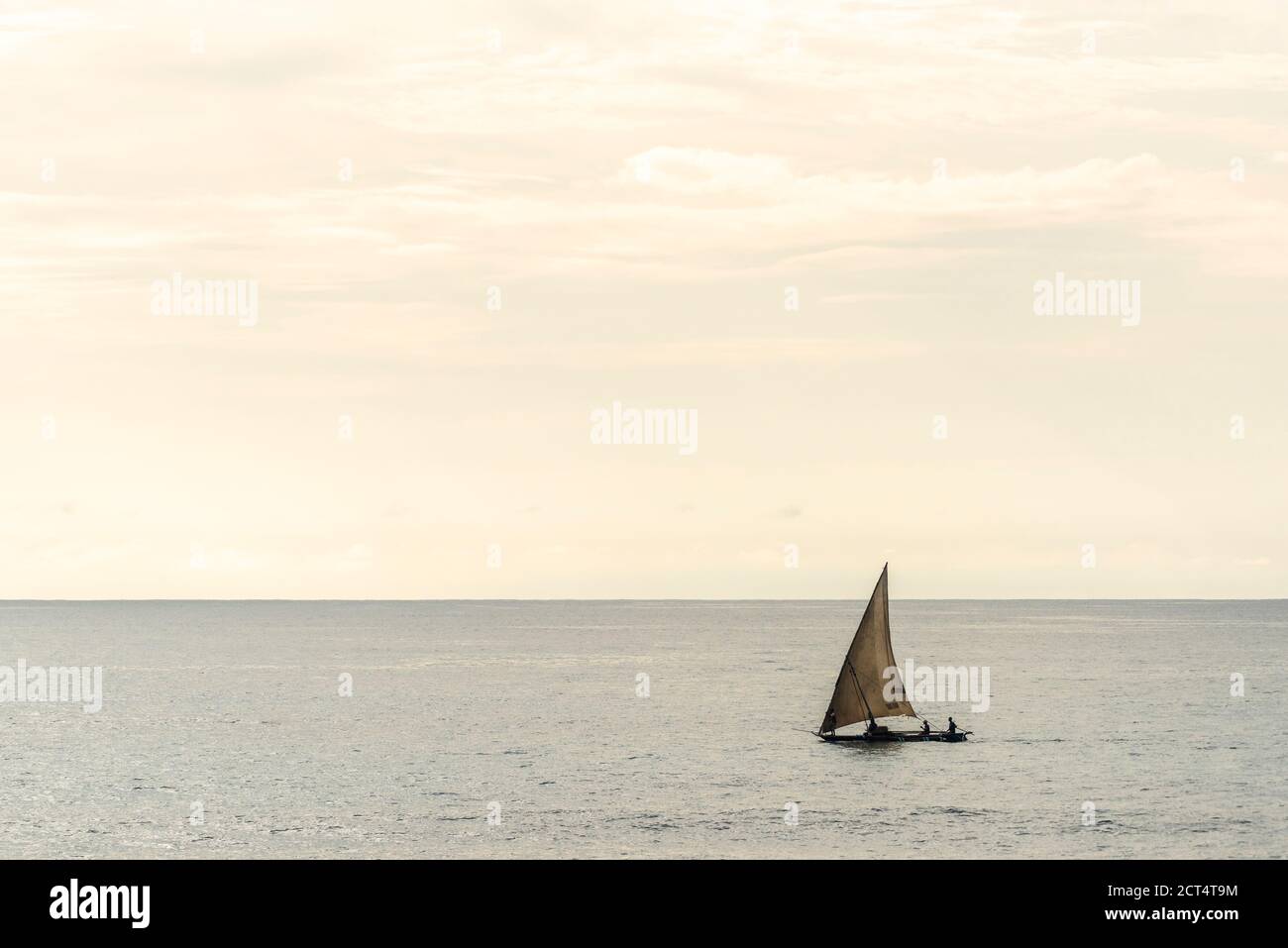Dhow fishing boat at sunrise at Watamu Bay Beach, Watamu, Kilifi County ...