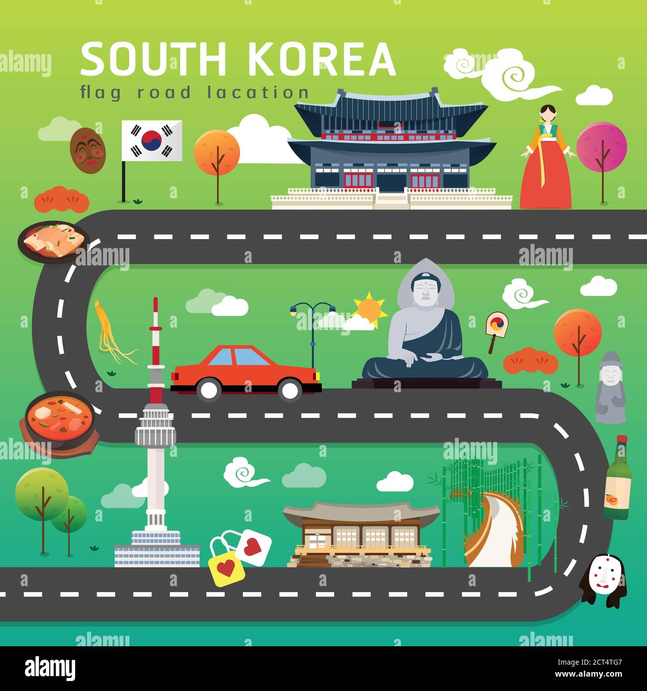 Road map and journey route in South Korea Stock Vector Image & Art - Alamy