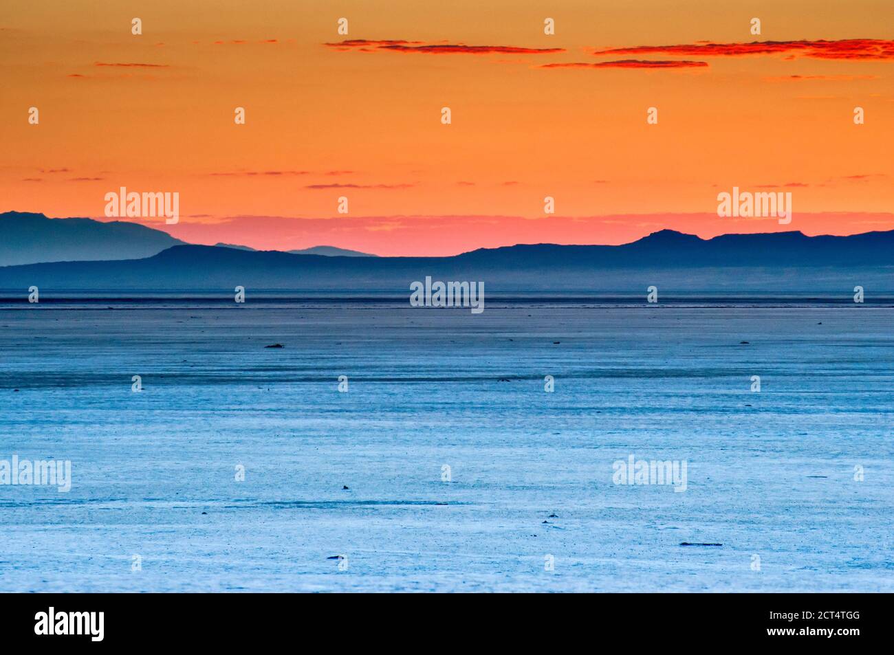 Sunrise over Cricket Mountains and Sevier Lake, dry lake in Great Basin ...