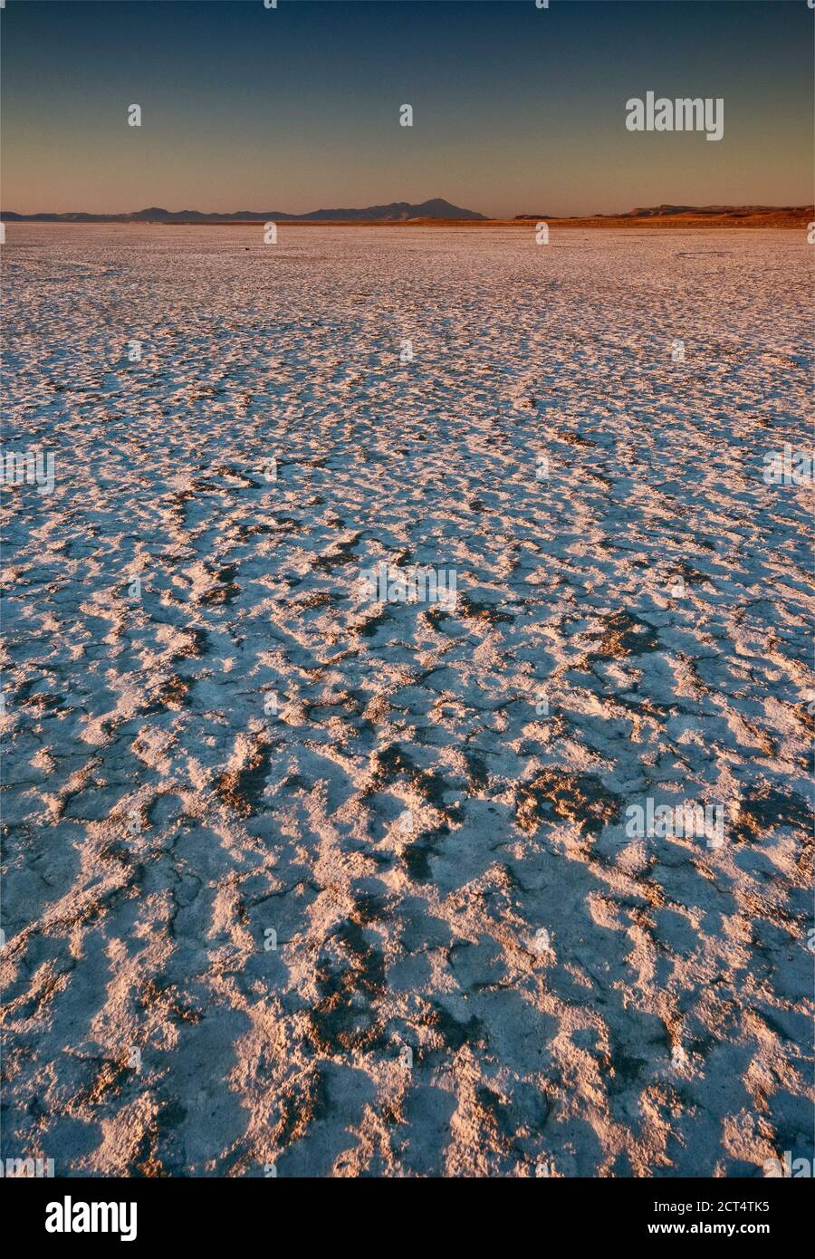 Salt deposits at sunrise, bottom of Sevier Lake, dry lake in Great ...