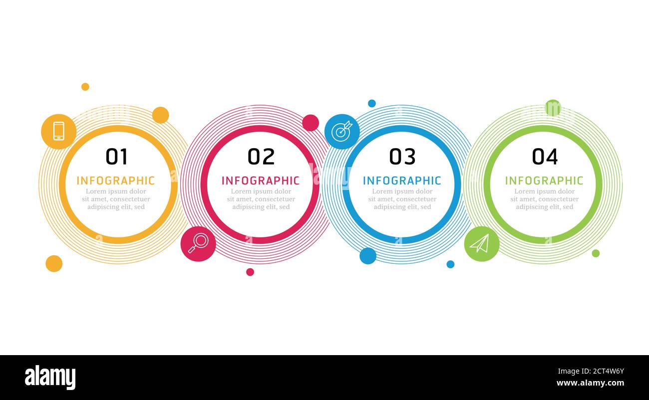 Vector Infographic label design template with icons 4 options Stock ...