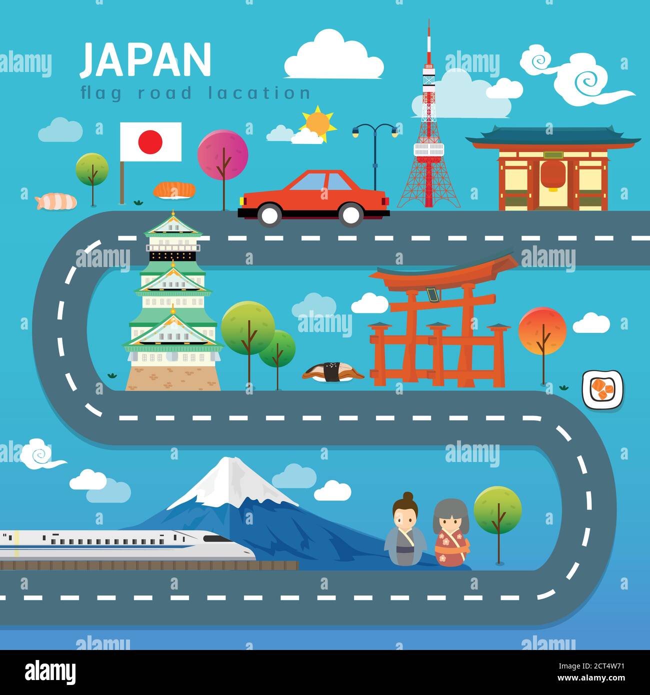 Road map and journey route in Japan Stock Vector Image & Art - Alamy