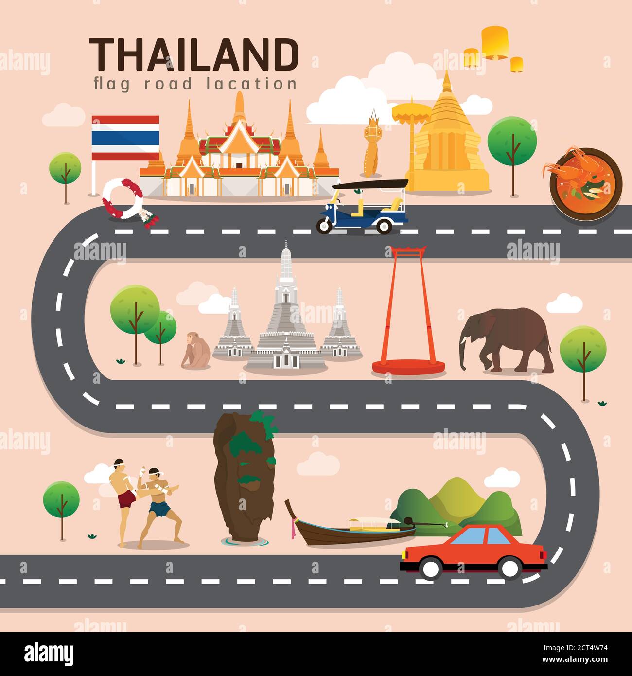 Road map and journey route in Thailand Stock Vector Image & Art - Alamy