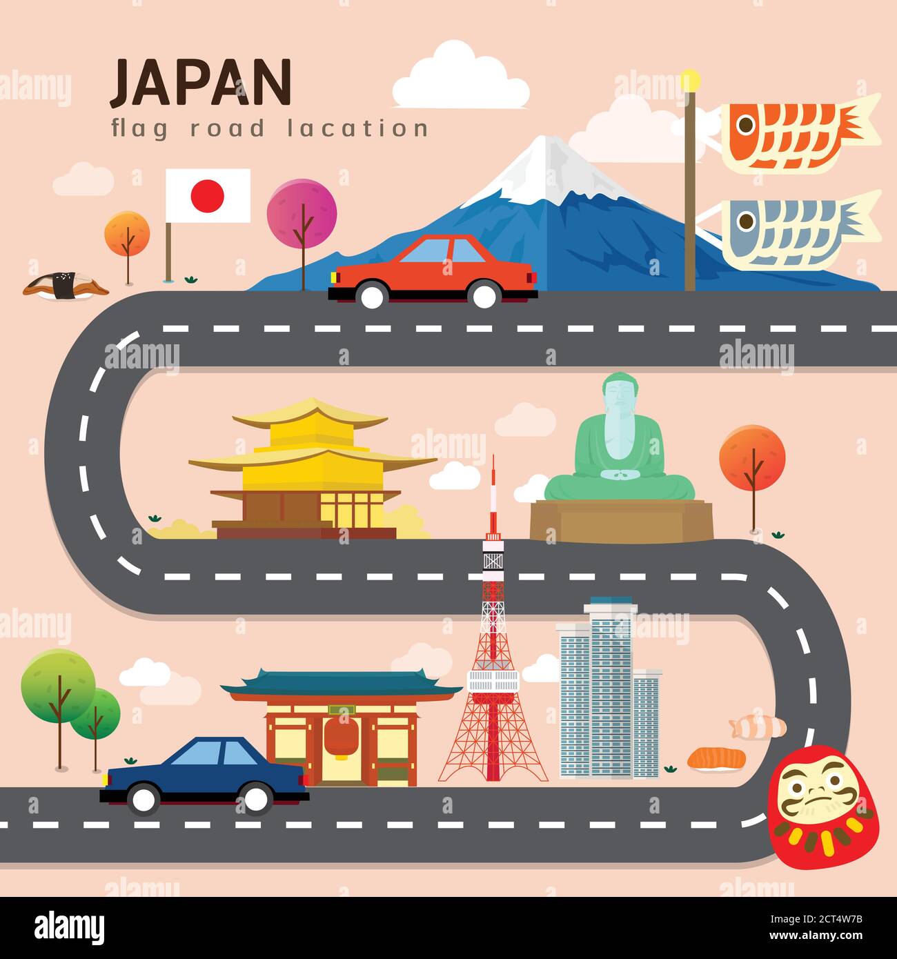 Road map and journey route in Japan Stock Vector Image & Art - Alamy