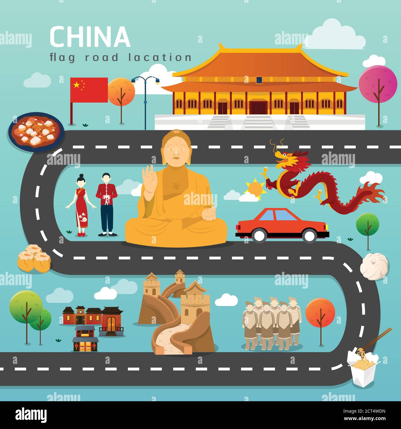 Road map and journey route in China Stock Vector Image & Art - Alamy