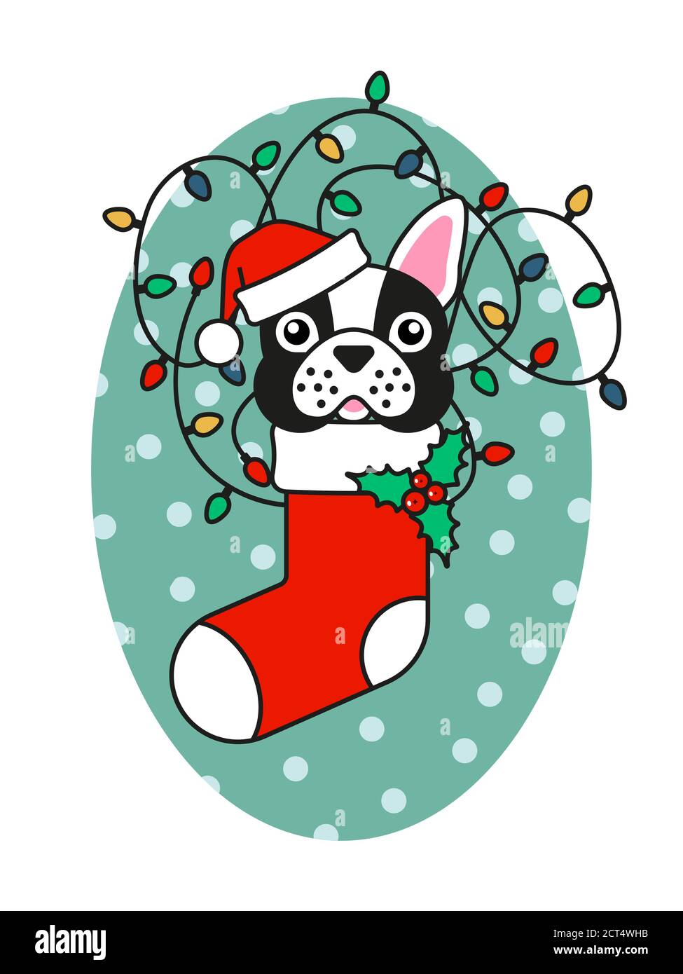 French bulldog in christmas hat in christmas sock Stock Vector Image ...
