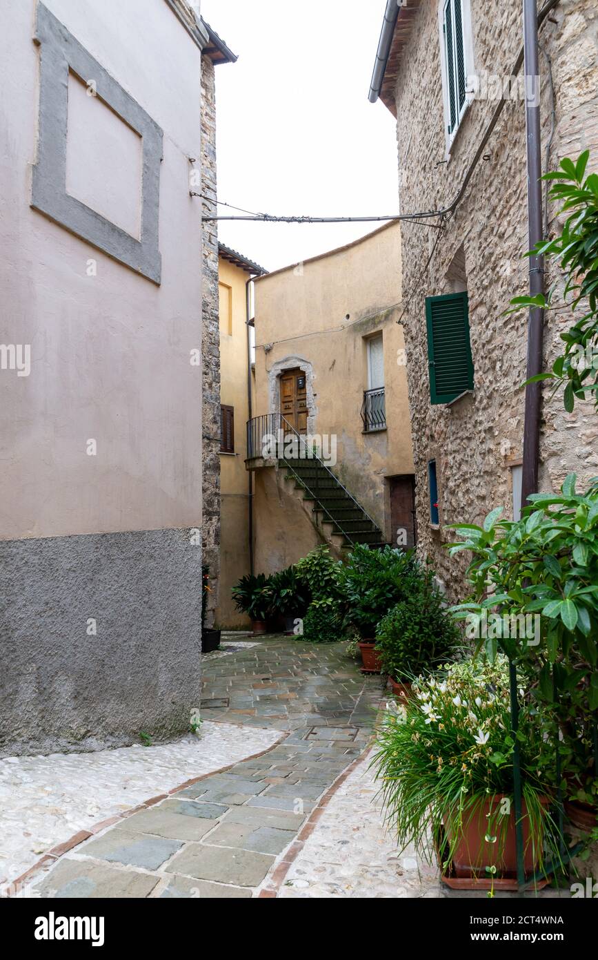 acquasparta,italy september 21 2020:architecture of alleys and ...