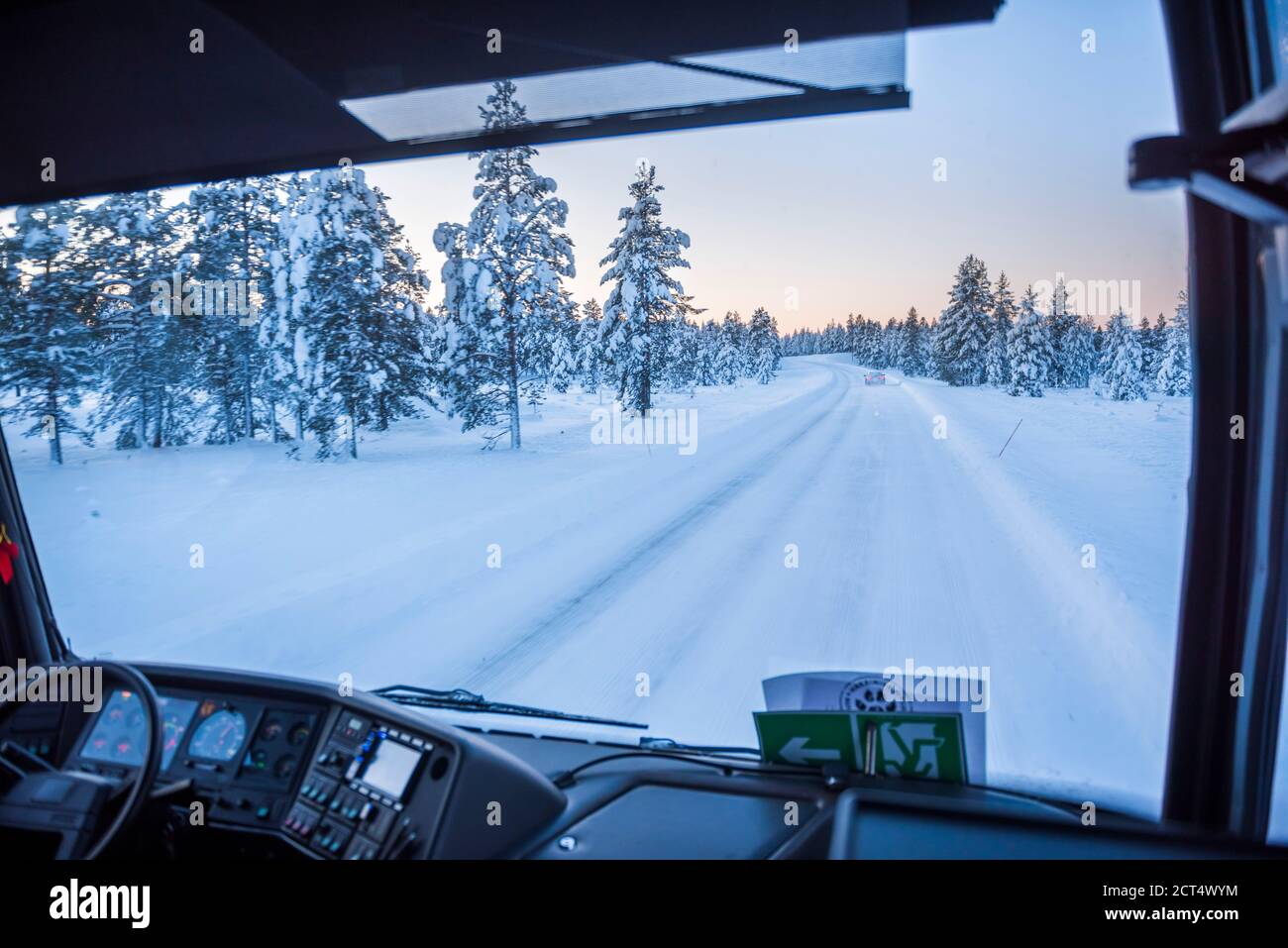 Bus transport on icy roads in Finnish Lapland, Finland Stock Photo - Alamy