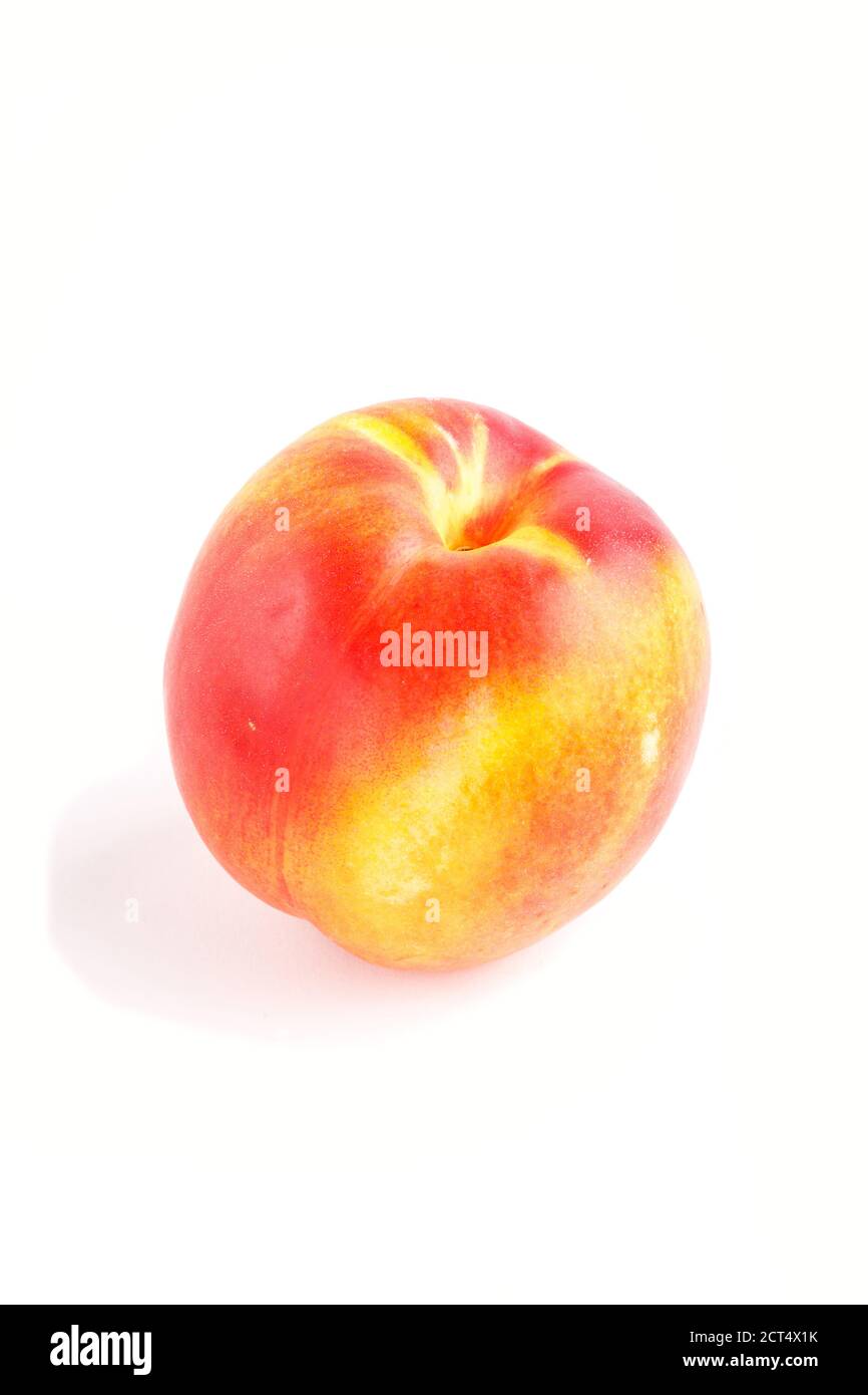 Nectarine isolated on white background. Side view, close up Stock Photo ...