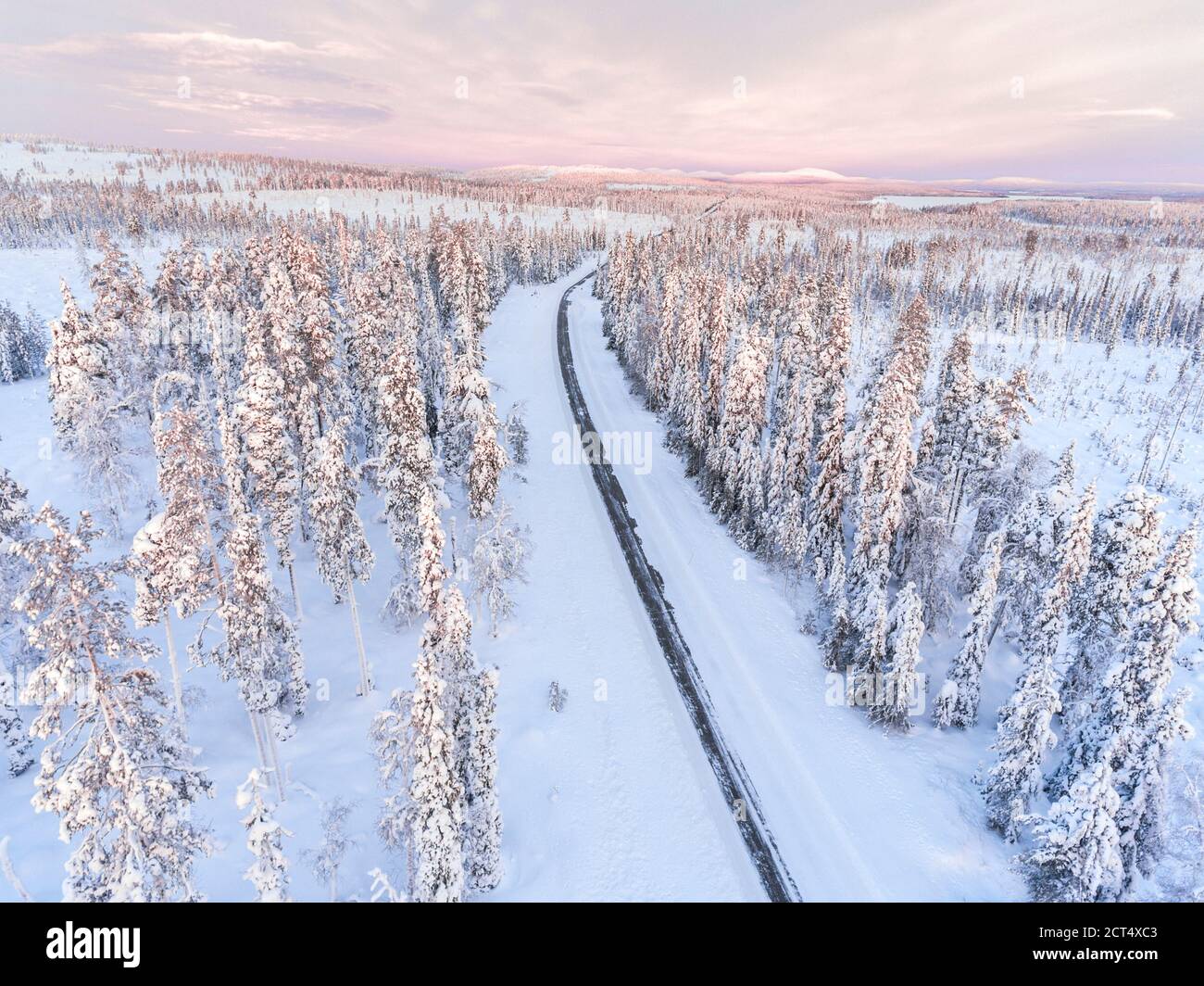 Aerial of bad driving conditions on dangerous icy roads in slippery ...
