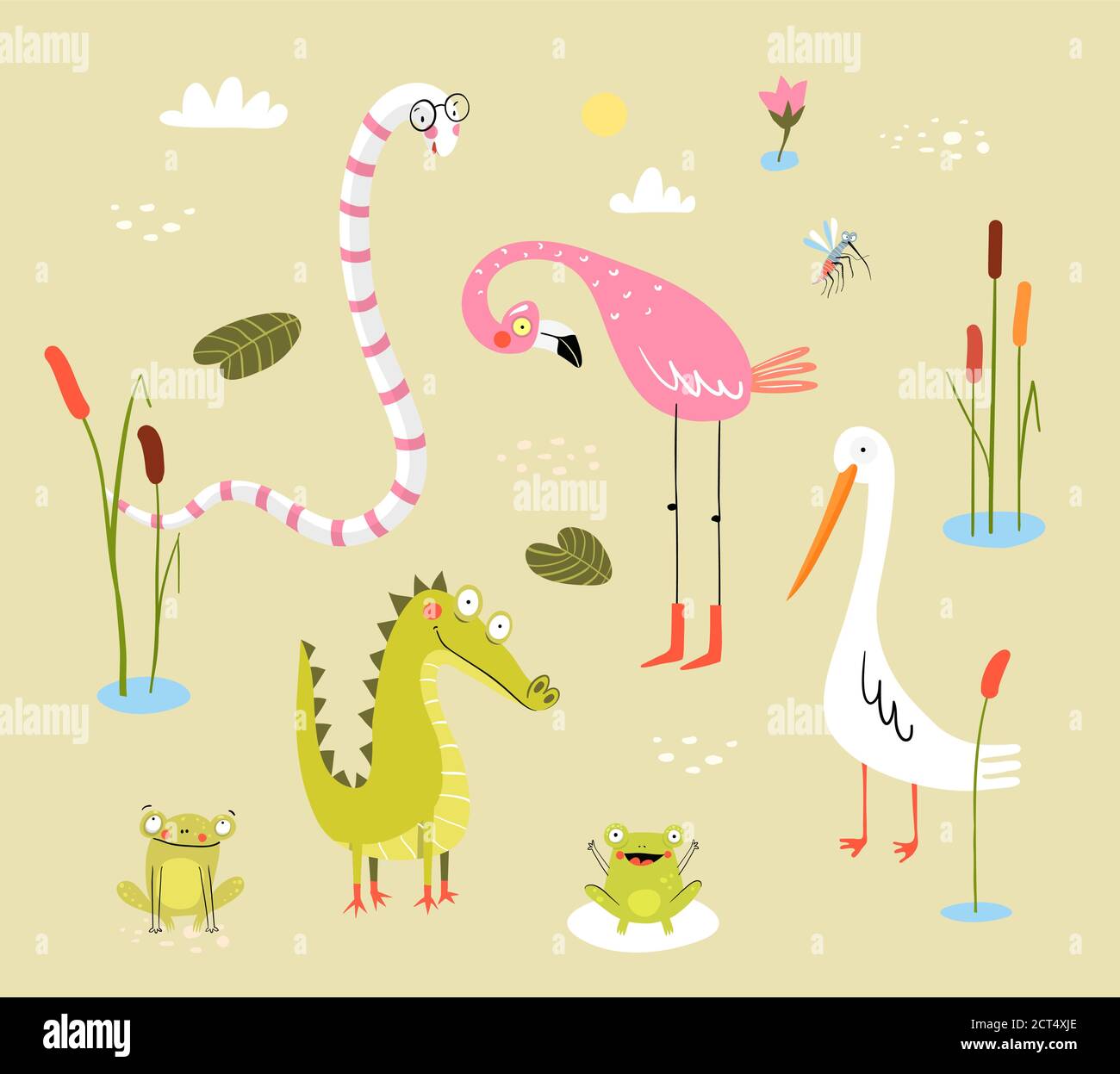 Swamp With Alligator Clipart