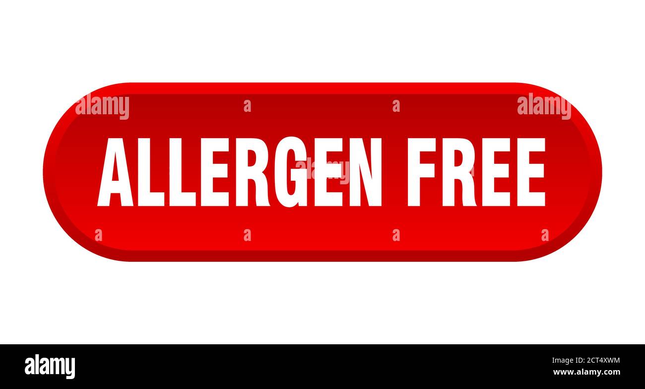 allergen free button. rounded sign isolated on white background Stock ...