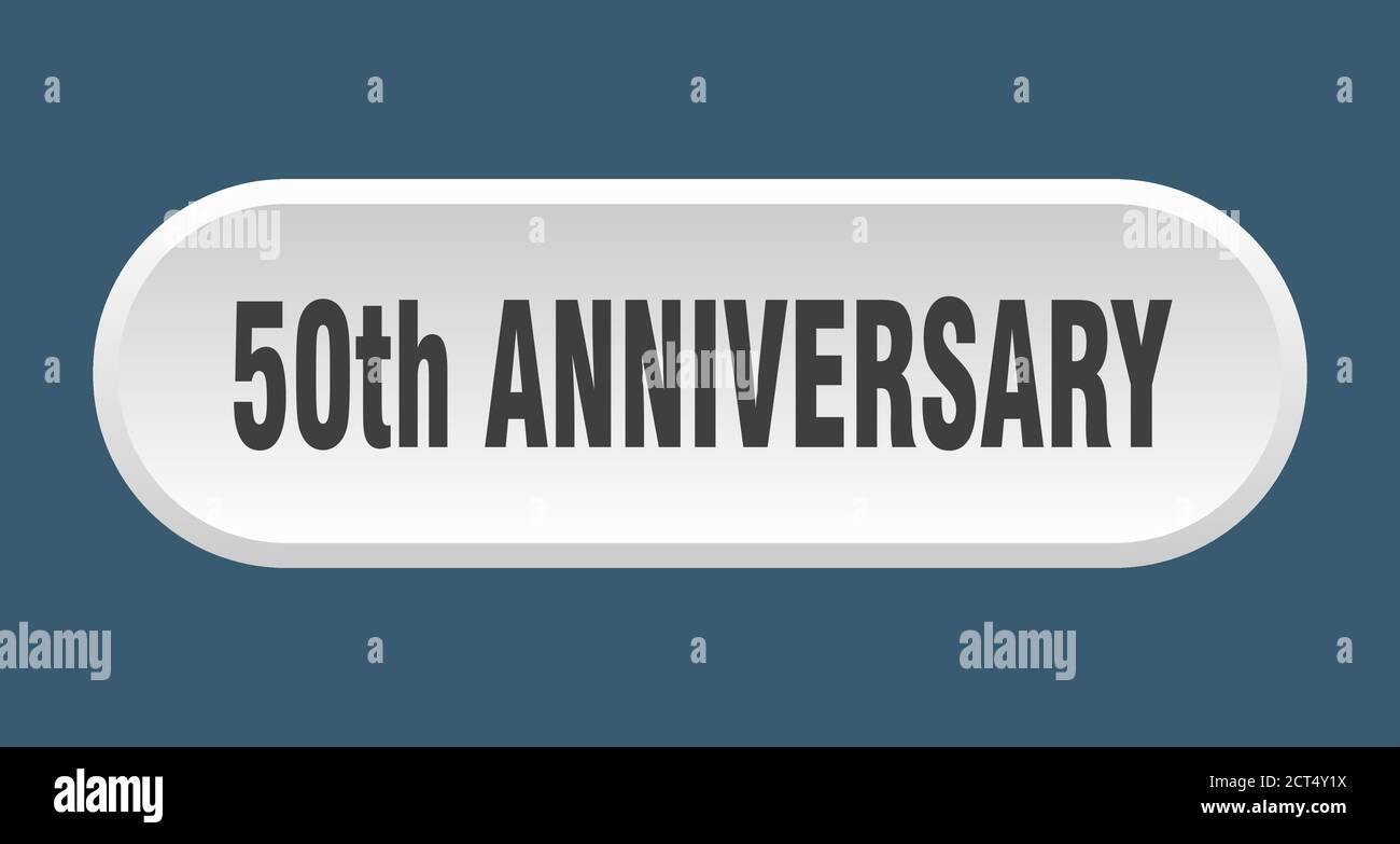 50th anniversary button. rounded sign isolated on white background ...