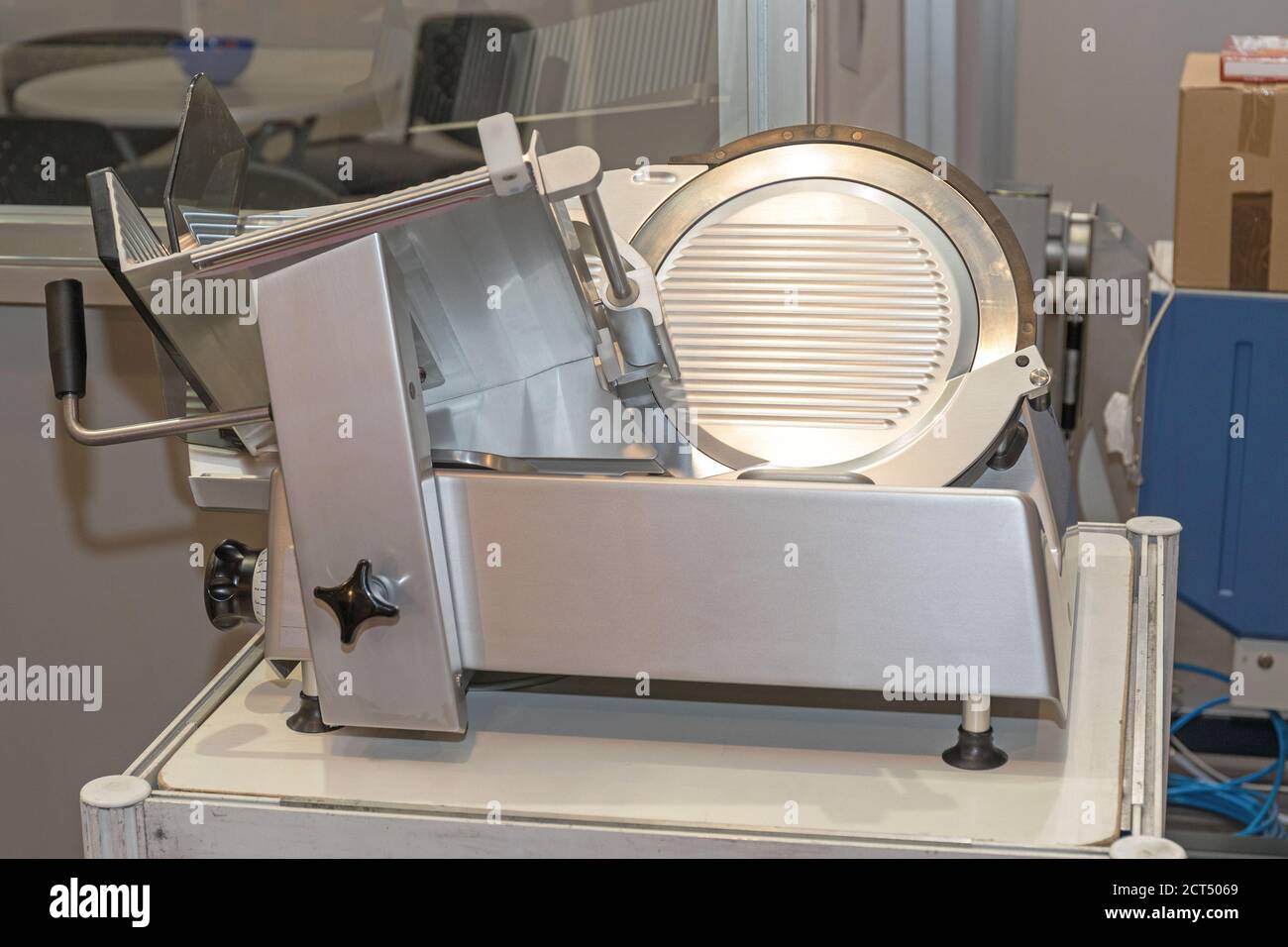 Meat Deli Slicer Rotary Blade Electric Machine Stock Photo - Alamy