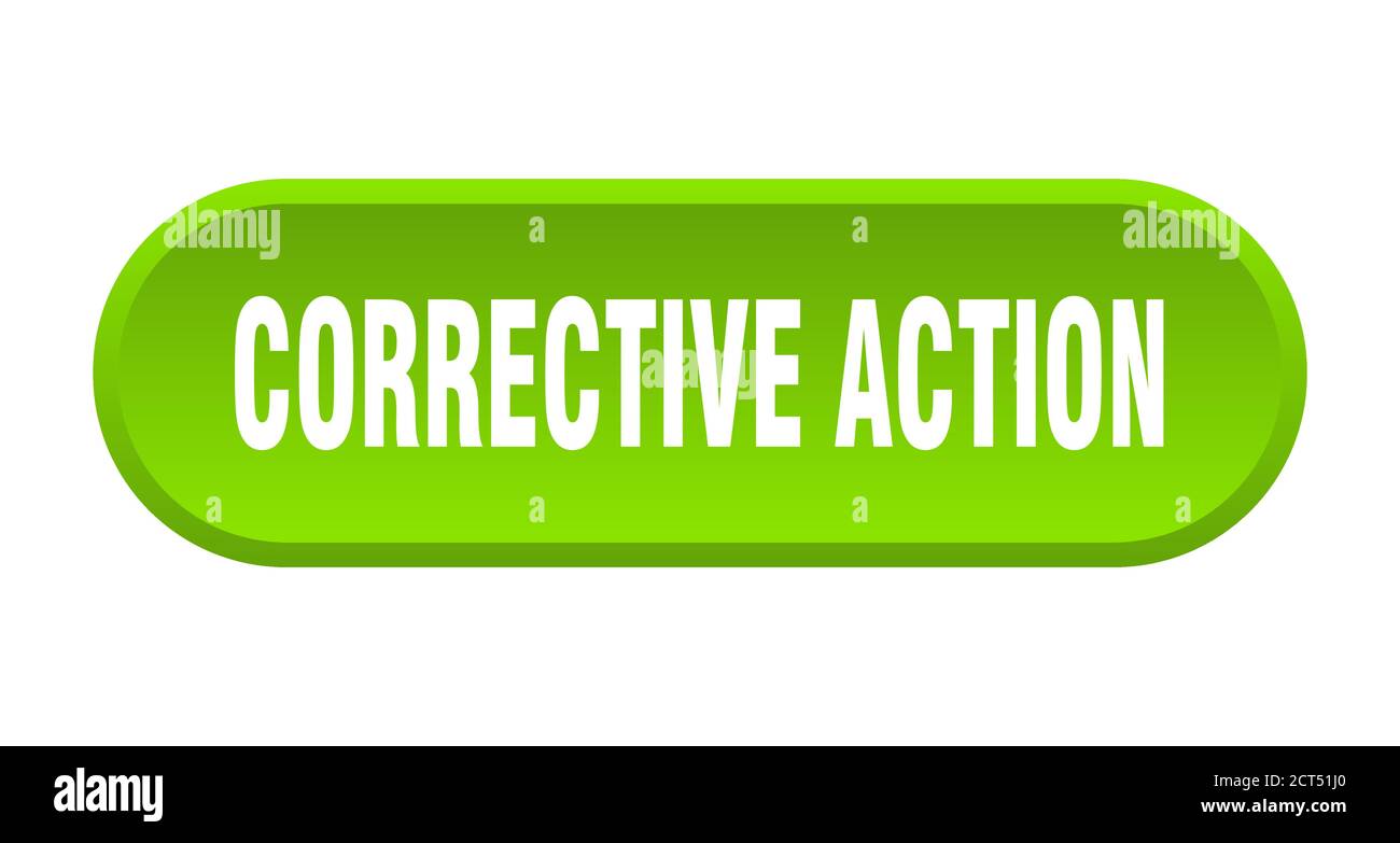 corrective action button. rounded sign isolated on white background ...